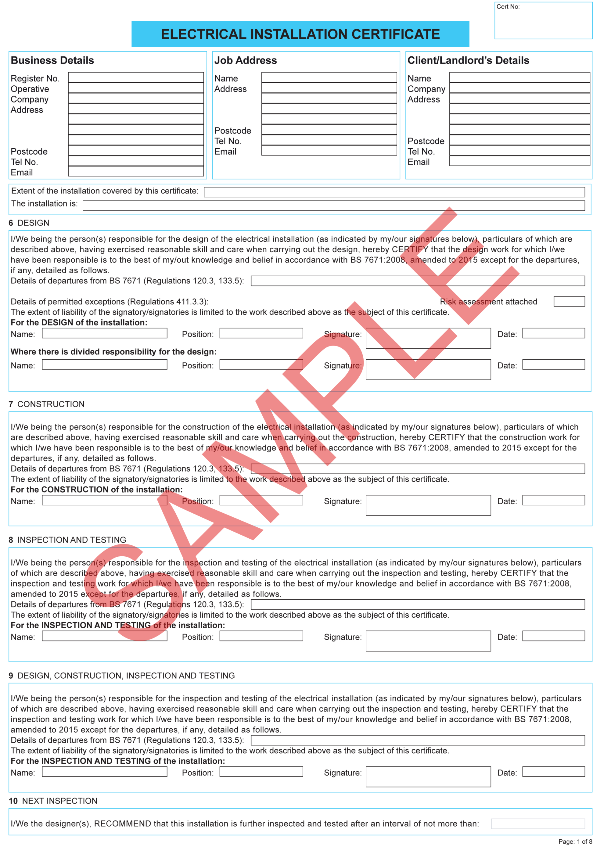 Certificates | Everycert With Electrical Installation Test Certificate ... Certificates | Everycert With Electrical Installation Test Certificate ...
