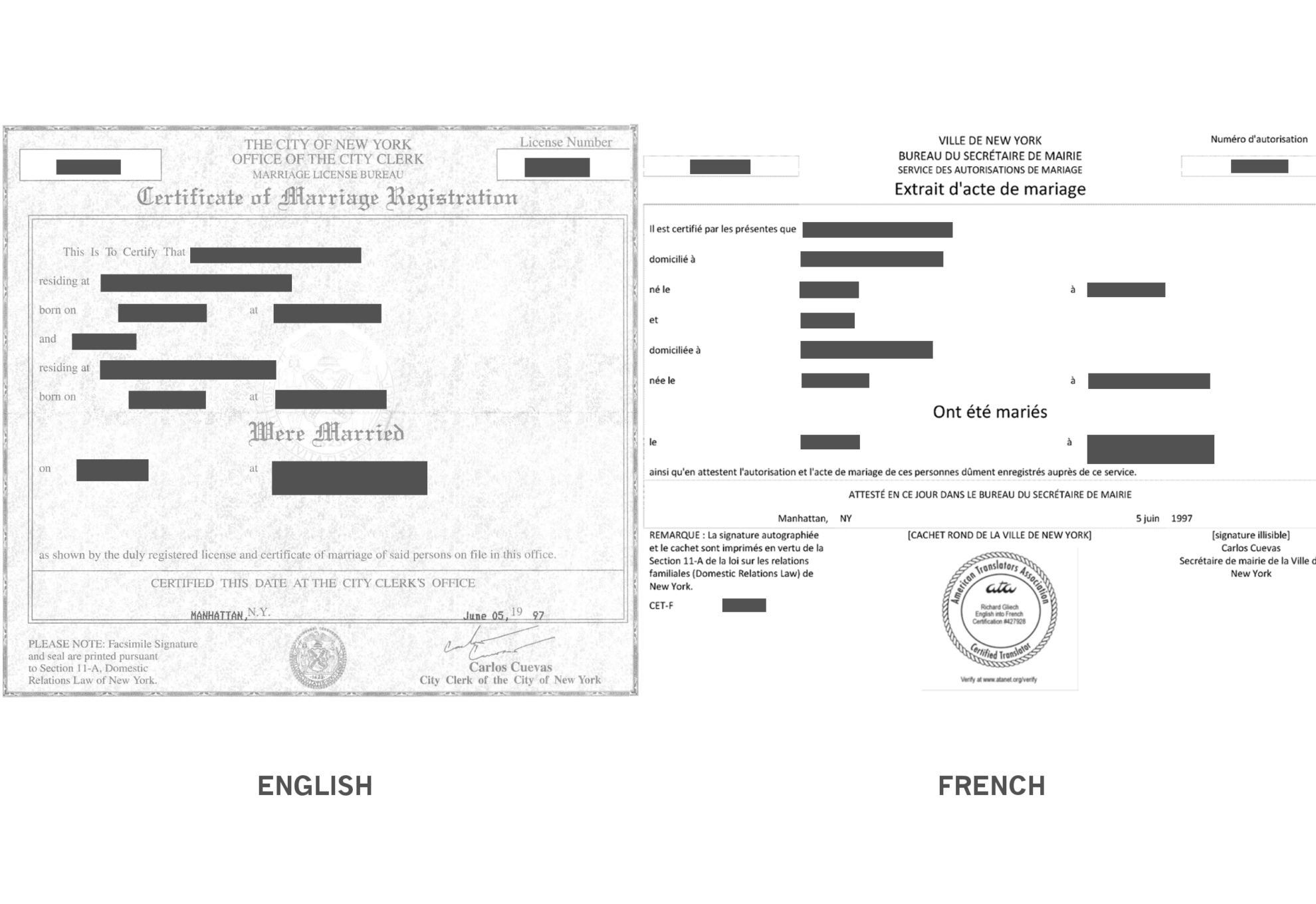 Marriage Certificate Translation Sample Richard Gliech Regarding